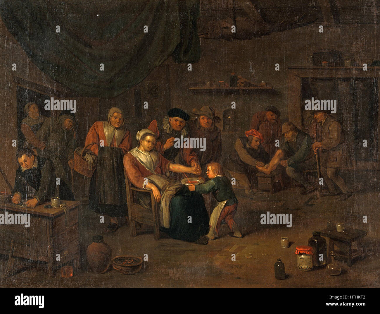 Interior of a surgery with a woman having blood let from the Wellcome ...