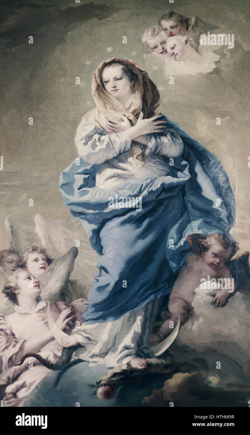 Giovanni Domenico Tiepolo's 'The Immaculate Conception' depicts the Virgin Mary surrounded by ...
