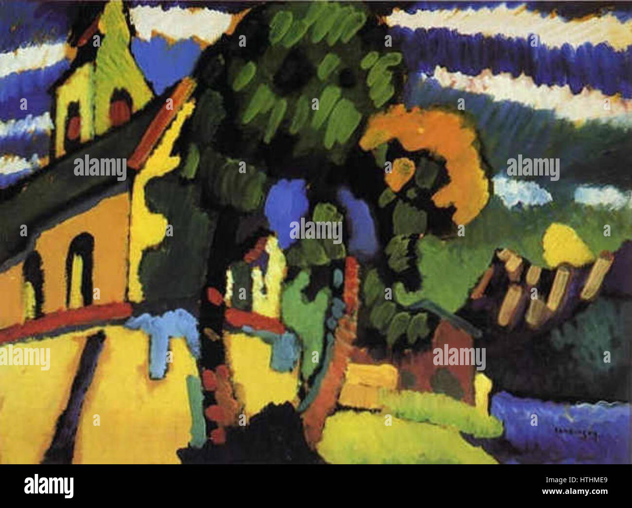 In this 1908 work by Vassily Kandinsky, titled 'Riegsee, The Village ...