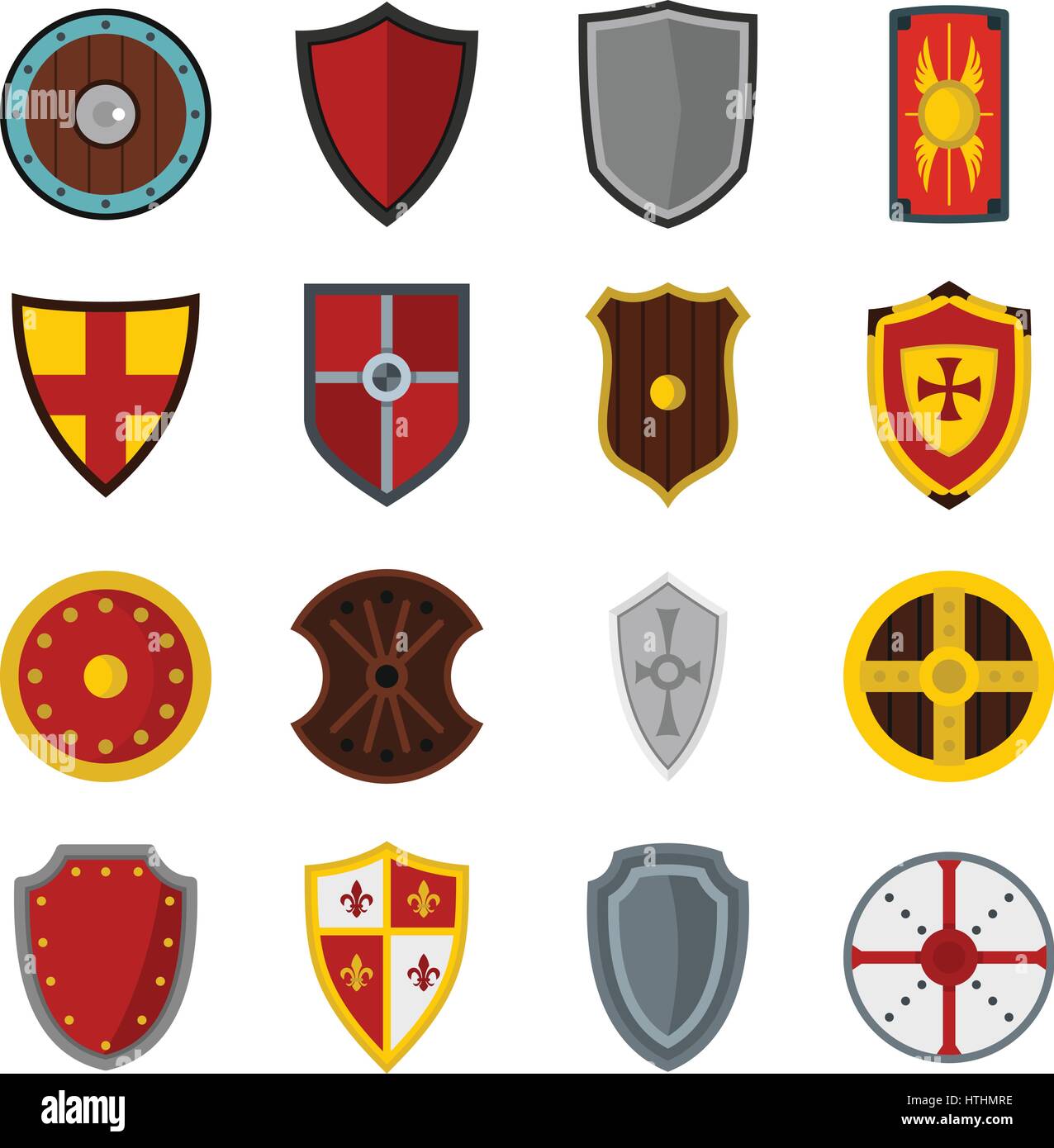 Shield frames set icons in flat style isolated on white background ...