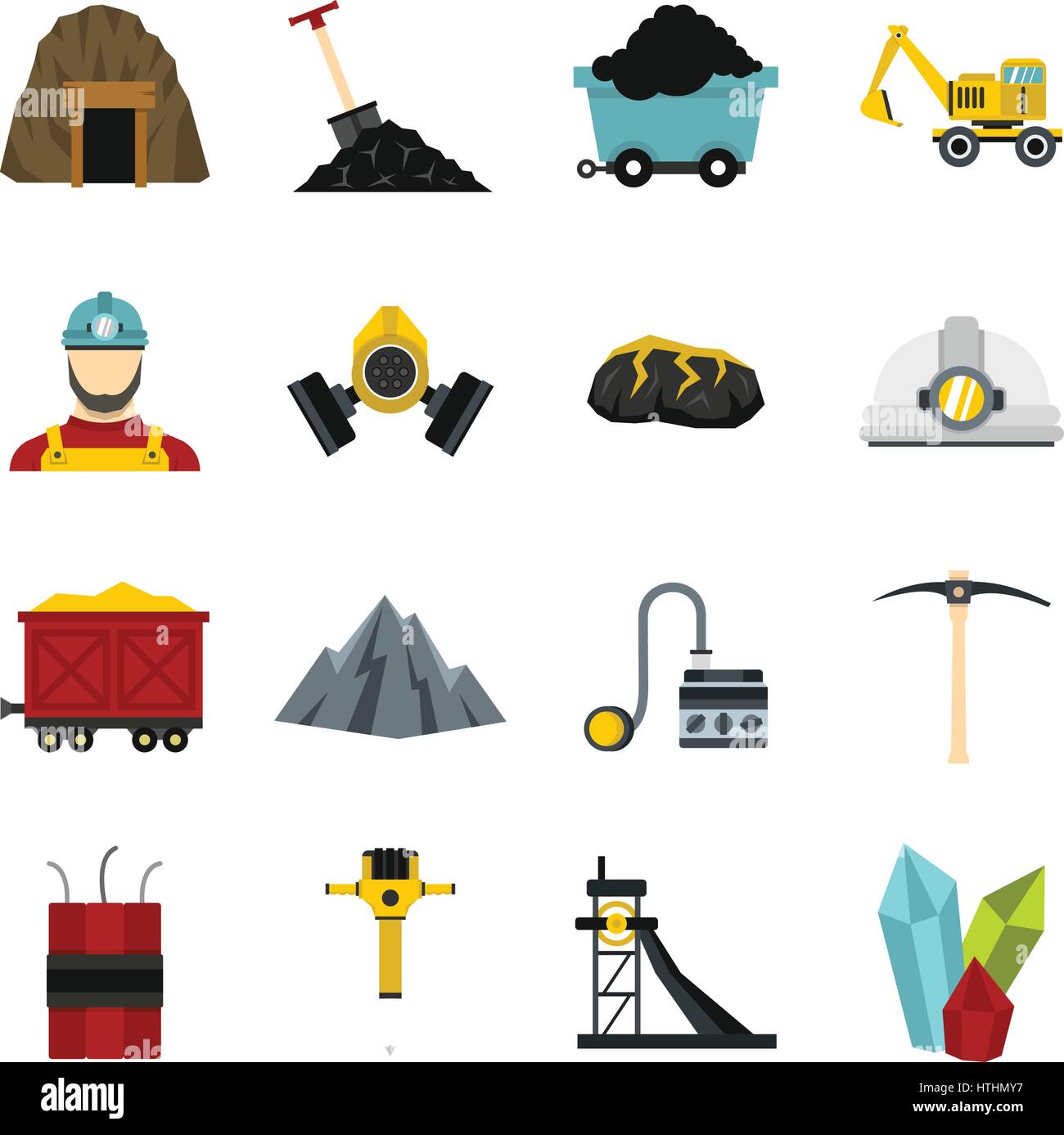 Miner set icons in flat style isolated on white background Stock Vector ...