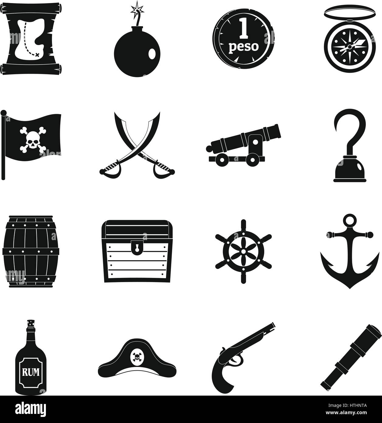 Pirate icons set. Simple illustration of 16 pirate vector icons for web ...