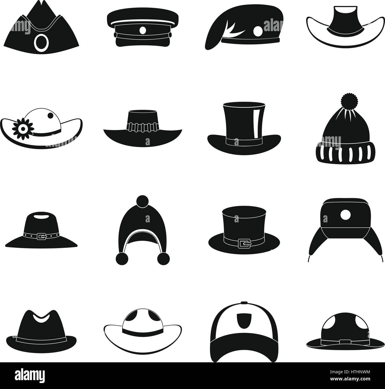 Headdress hat icons set. Simple illustration of 16 headdress hat vector ...