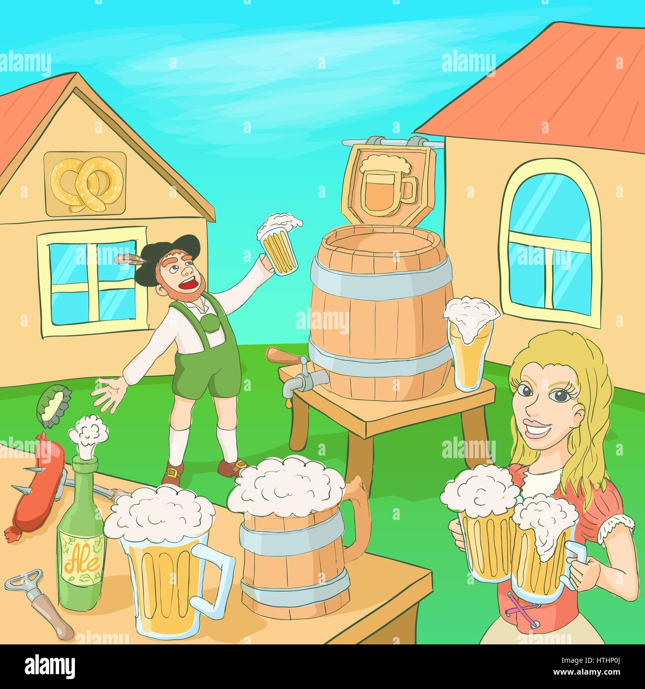 Octoberfest concept. Cartoon illustration of octoberfest vector concept ...