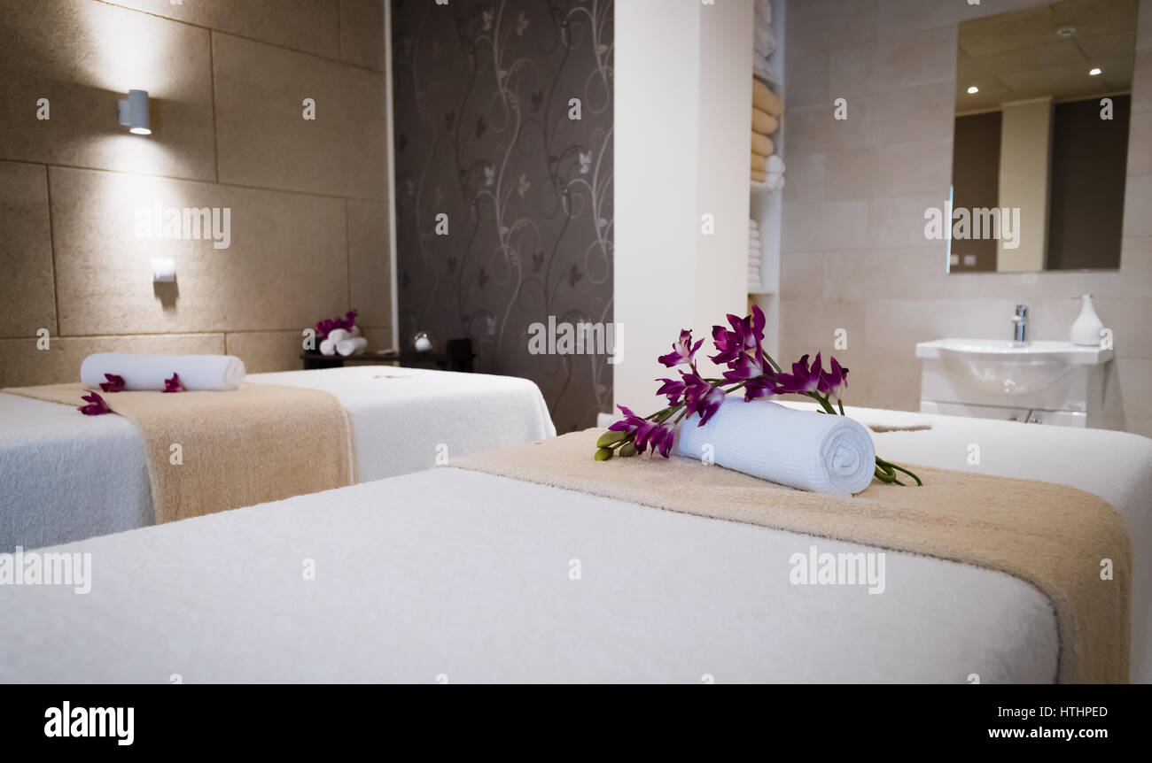 Beautiful modern massage room in spa resort Stock Photo - Alamy