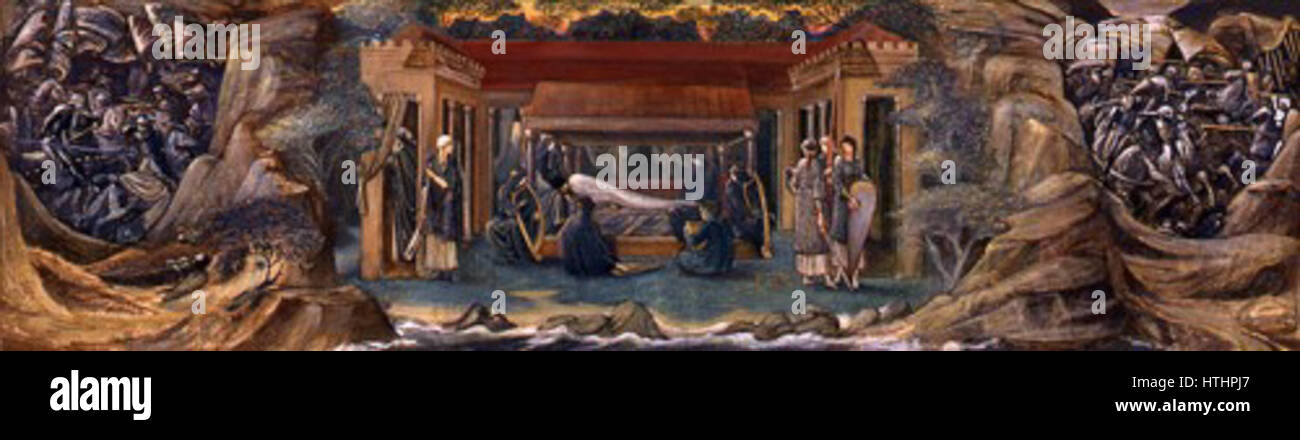 The painting 'The Sleep of Arthur in Avalon' by Edward Burne-Jones ...
