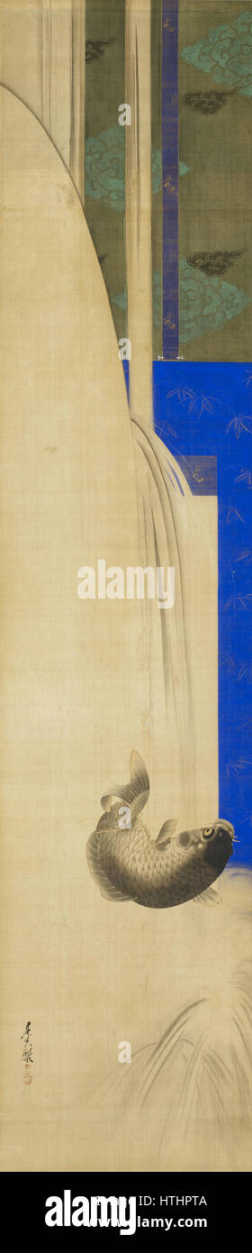 Carp Shooting up a Waterfall by Shibata Zeshin (Nomura Art Museum Stock ...