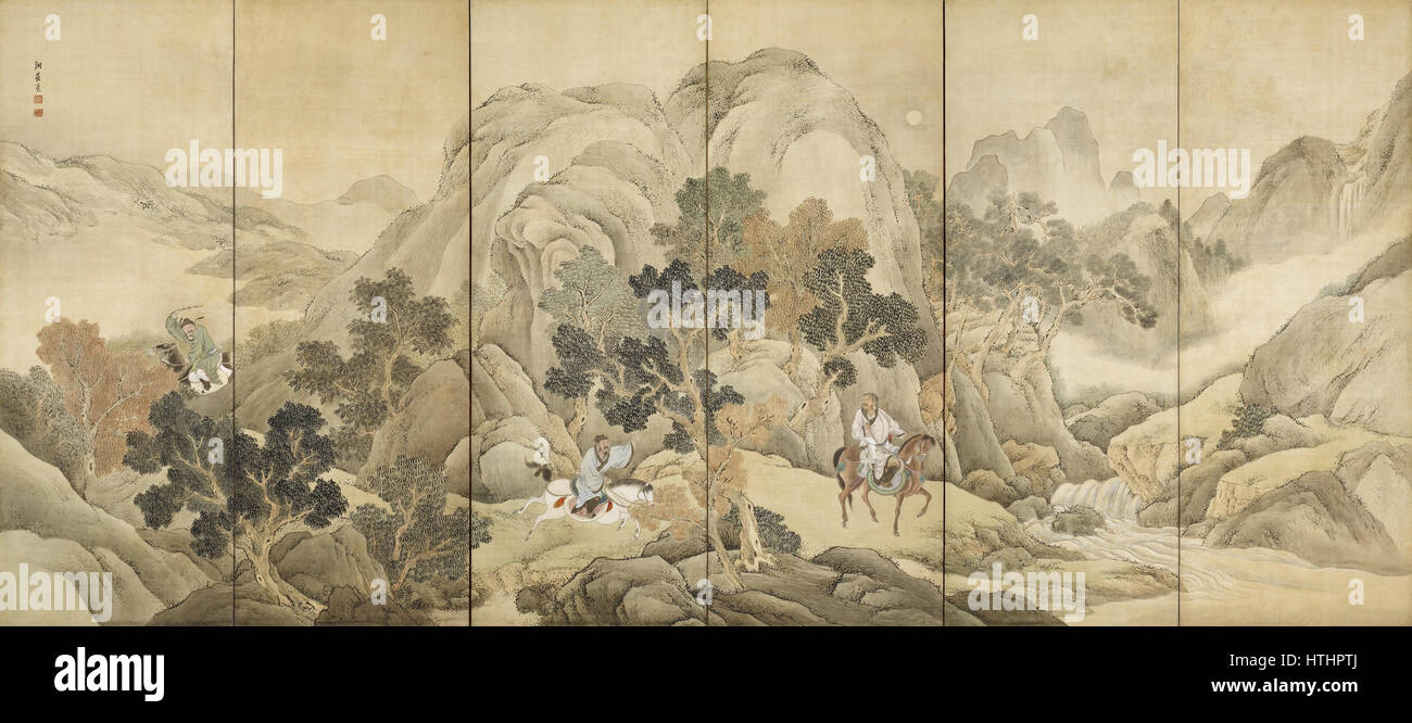 Xiao He chases Han Xin by Yosa Buson (Nomura Art Museum Stock Photo - Alamy