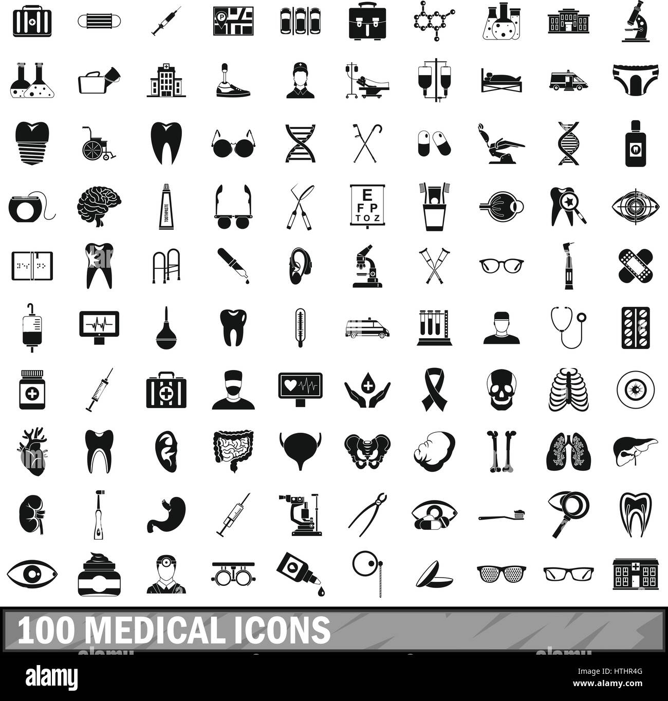 100 medical icons set in simple style for any design vector ...