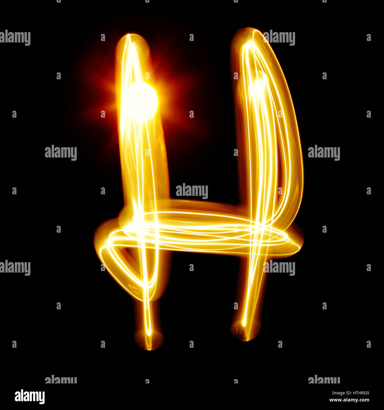 H - Created by light alphabet over black background Stock Photo - Alamy