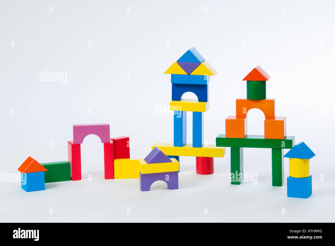 house toy blocks isolated white background, little wooden home Stock ...
