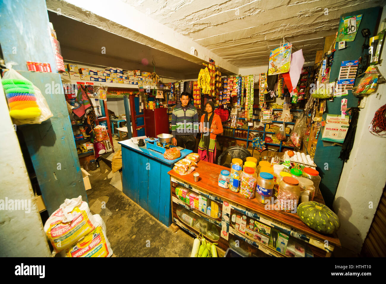 Remote road side shop in the Tallas Des region, Kumaon Hills, India ...