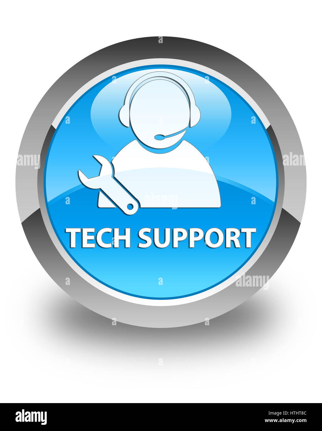 Tech support isolated on glossy cyan blue round button abstract ...