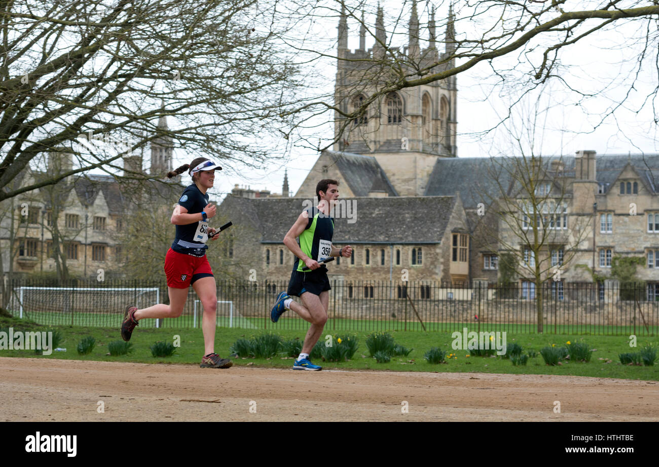 Runners passing Merton College Chapel in the Teddy Hall Relays, Oxford ...