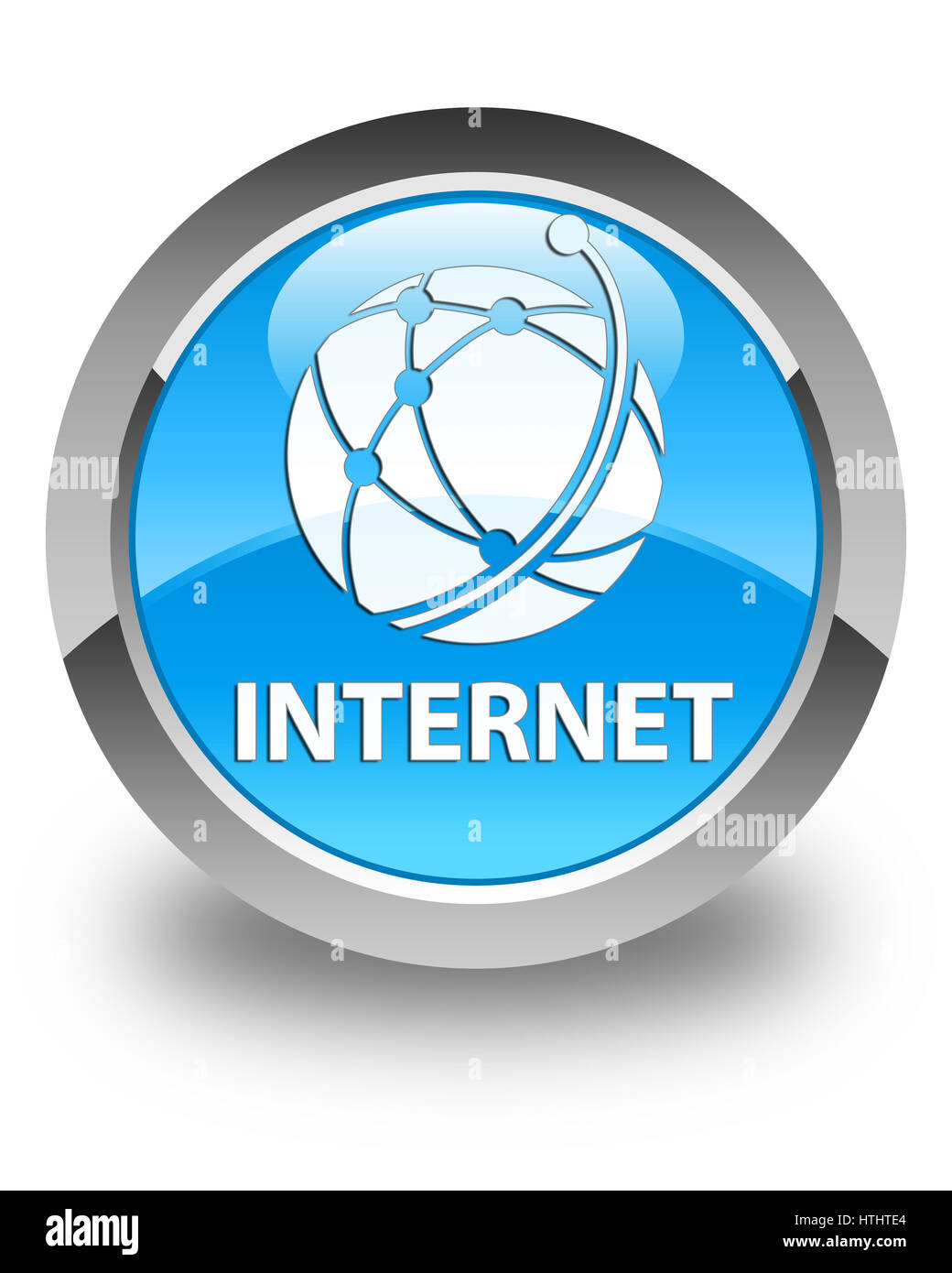 Internet (global network icon) isolated on glossy cyan blue round ...