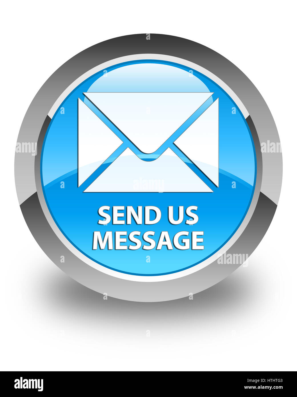Send us message isolated on glossy cyan blue round button abstract ...