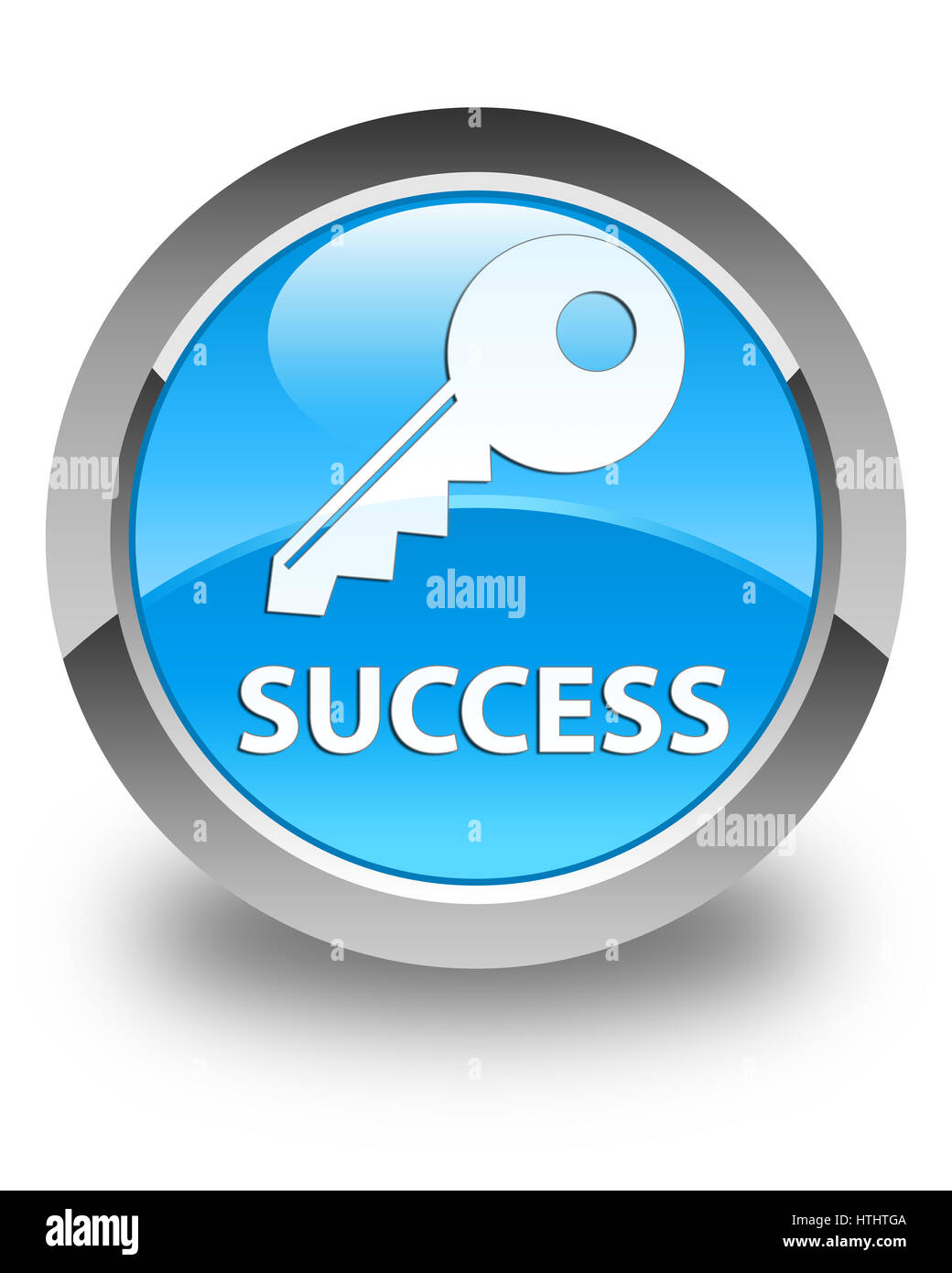 Success (key icon) isolated on glossy cyan blue round button abstract ...