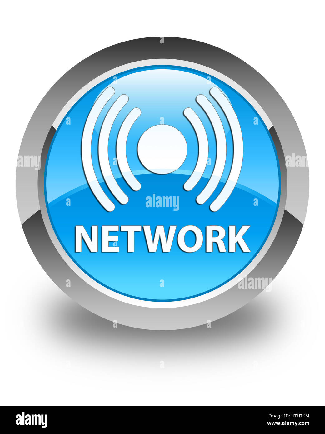 Network (signal icon) isolated on glossy cyan blue round button ...