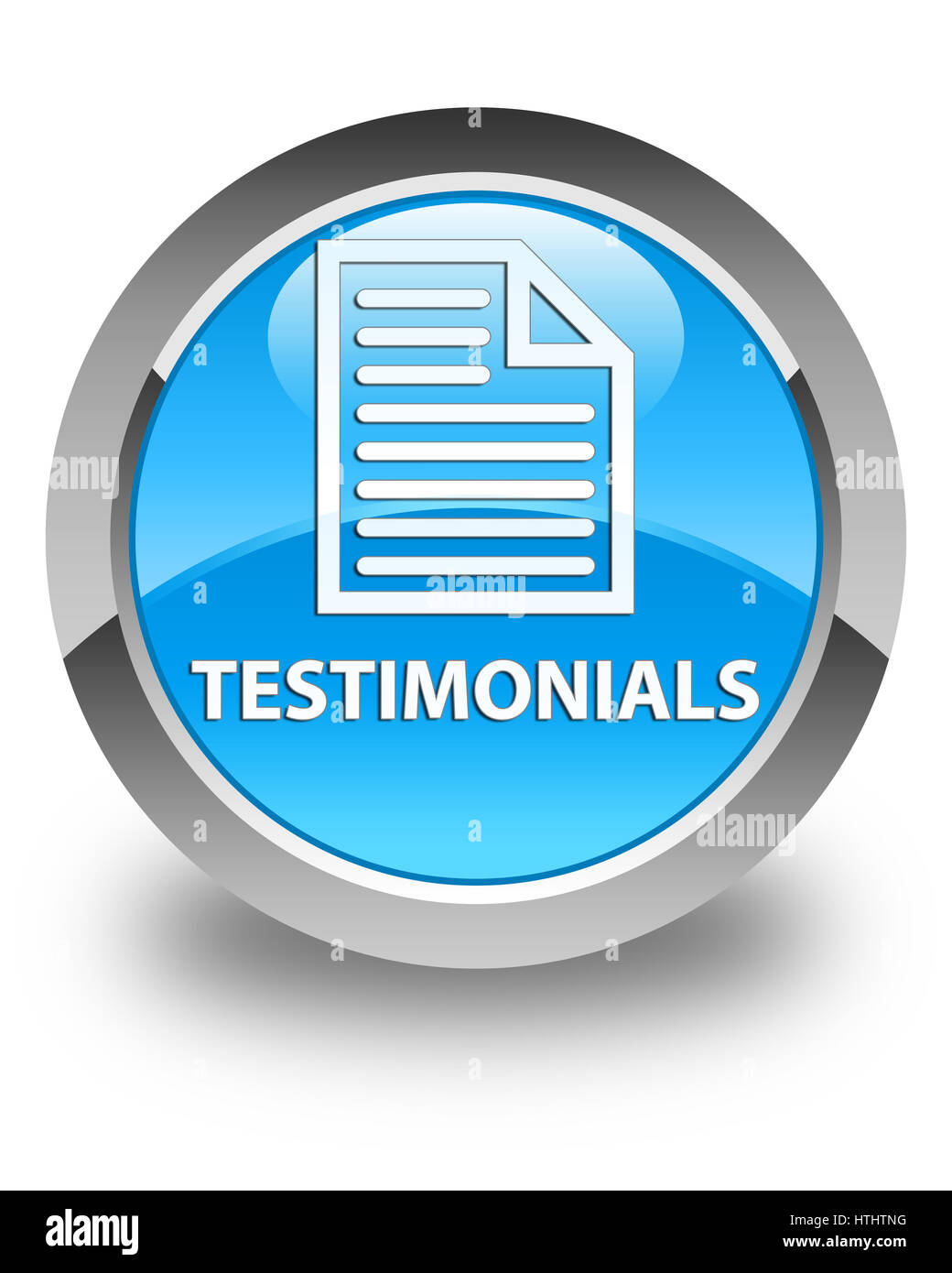 Testimonials (page icon) isolated on glossy cyan blue round button ...