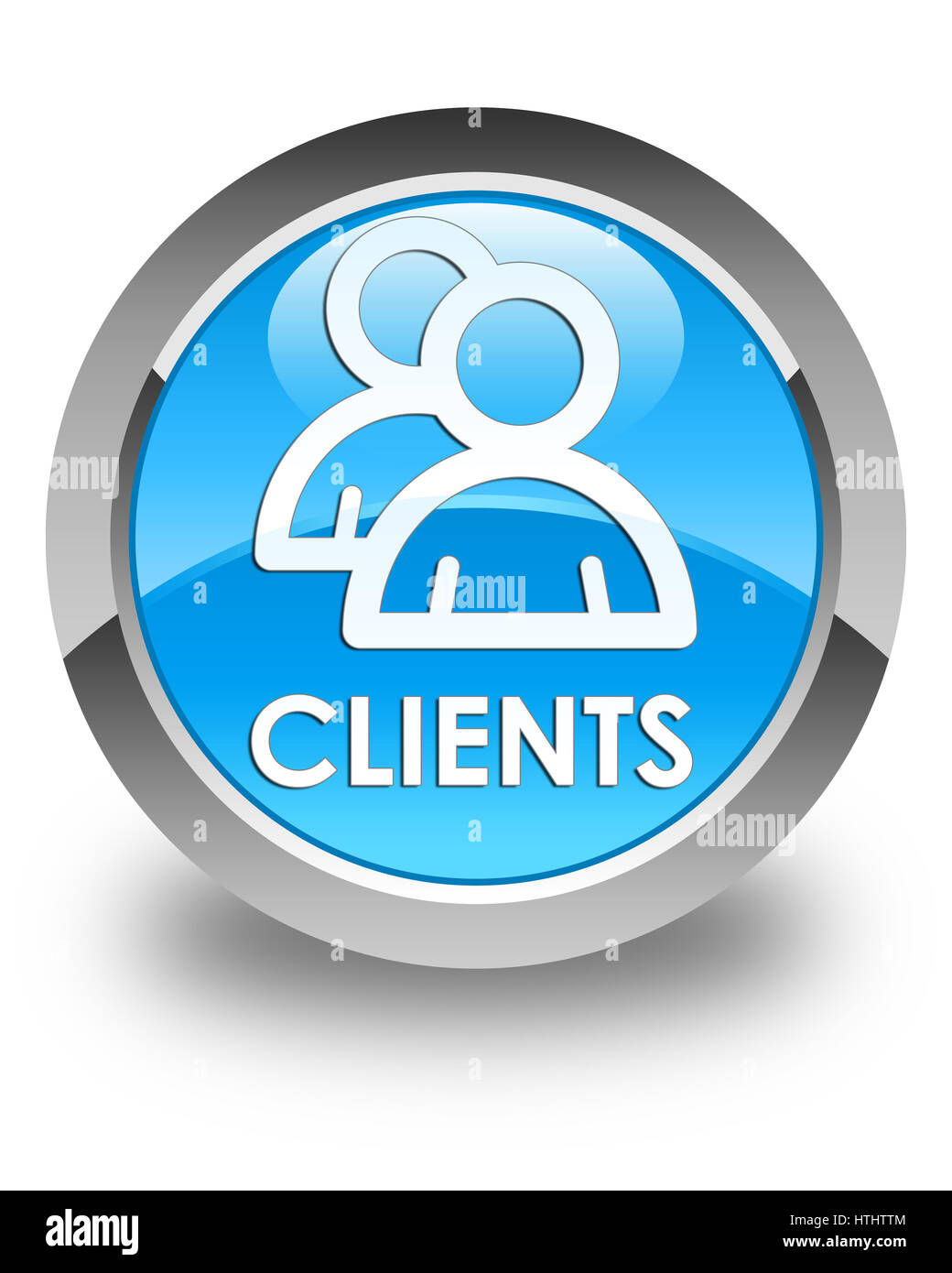 Clients (group icon) isolated on glossy cyan blue round button abstract ...