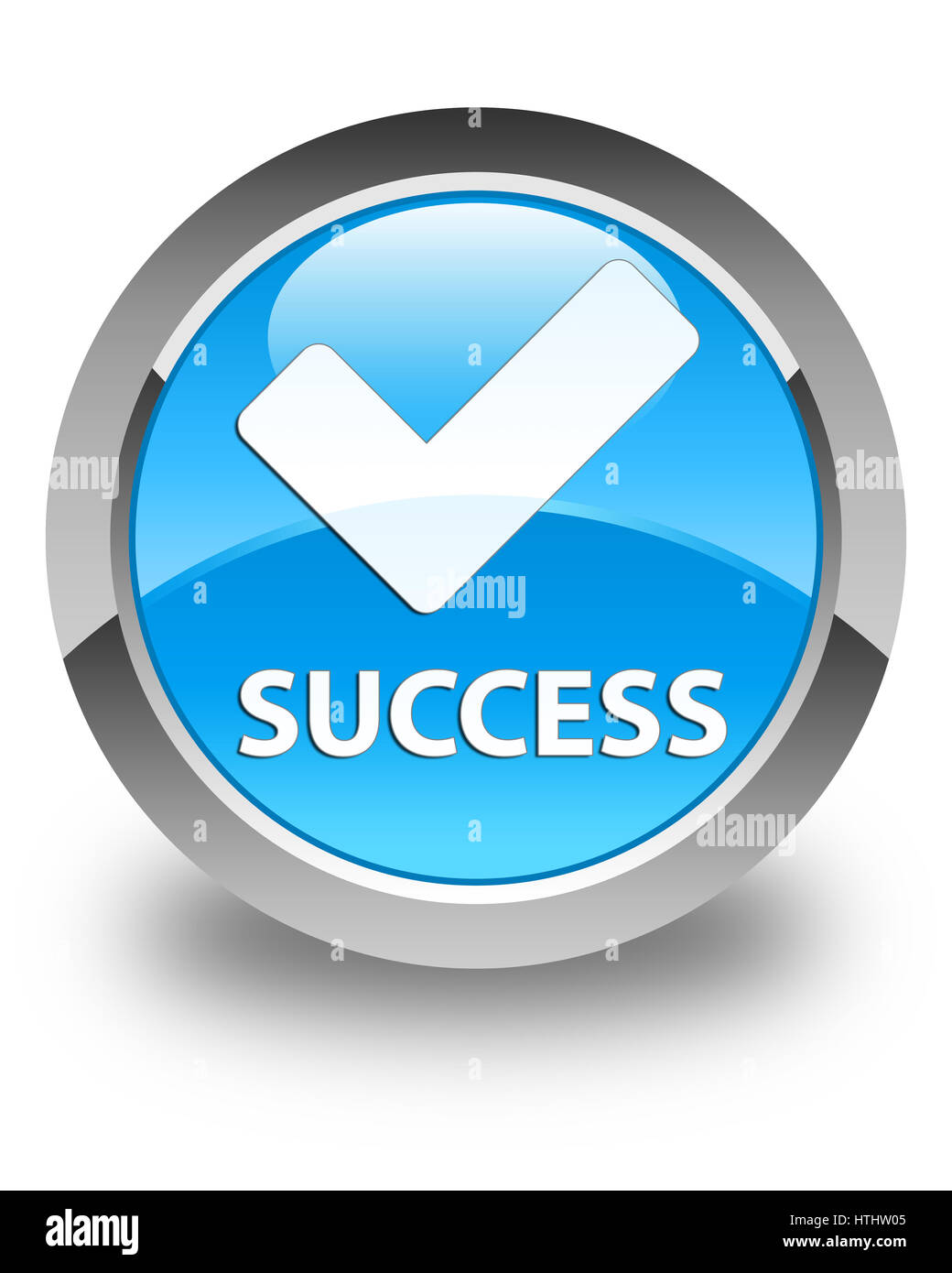 Success (validate icon) isolated on glossy cyan blue round button ...
