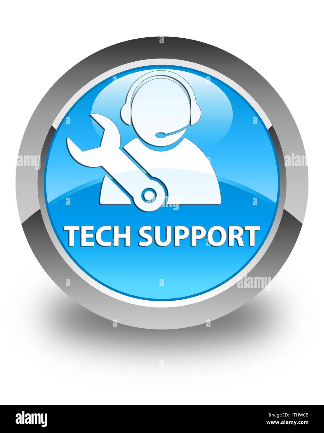 Tech support isolated on glossy cyan blue round button abstract ...