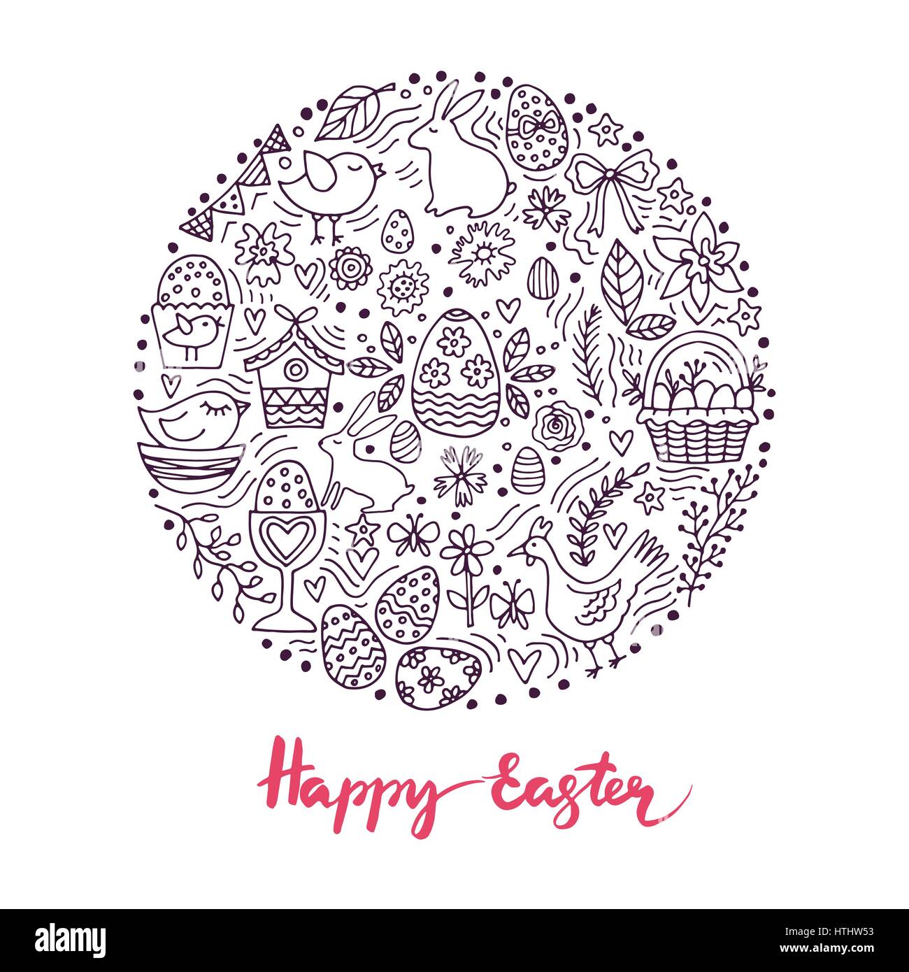 Cartoon vector hand drawn Doodle Happy Easter illustration Stock Vector ...