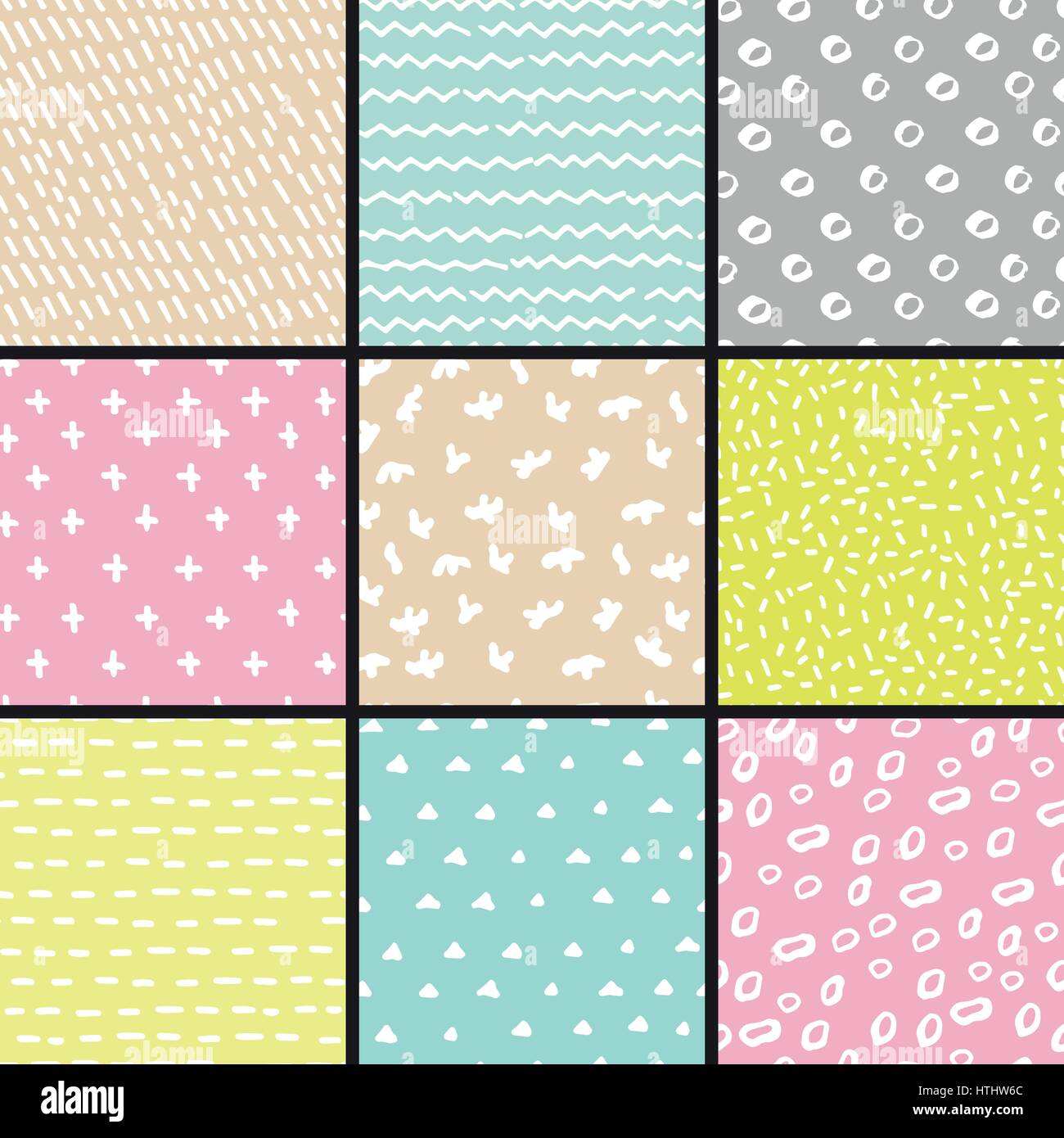 Hand Drawn seamless pattern collection. Simple texture for background ...