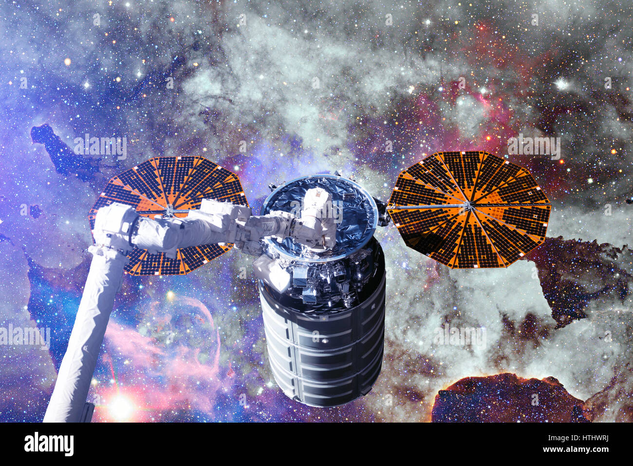 Cargo spacecraft - The Automated Transfer Vehicle over spiral galaxy ...