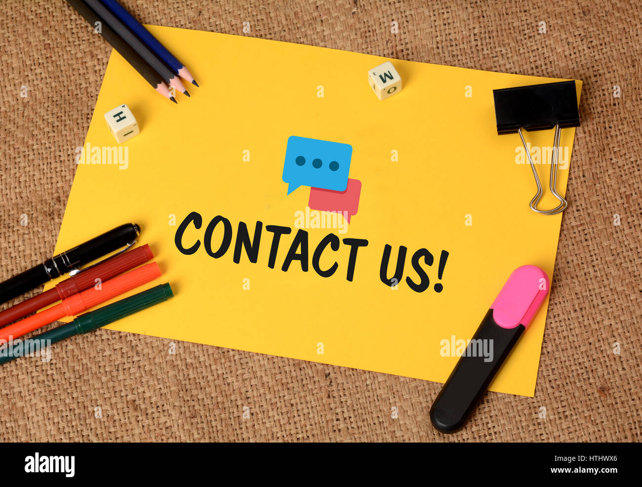 Contact Us with Communication Icons on Paper stationery around Stock ...