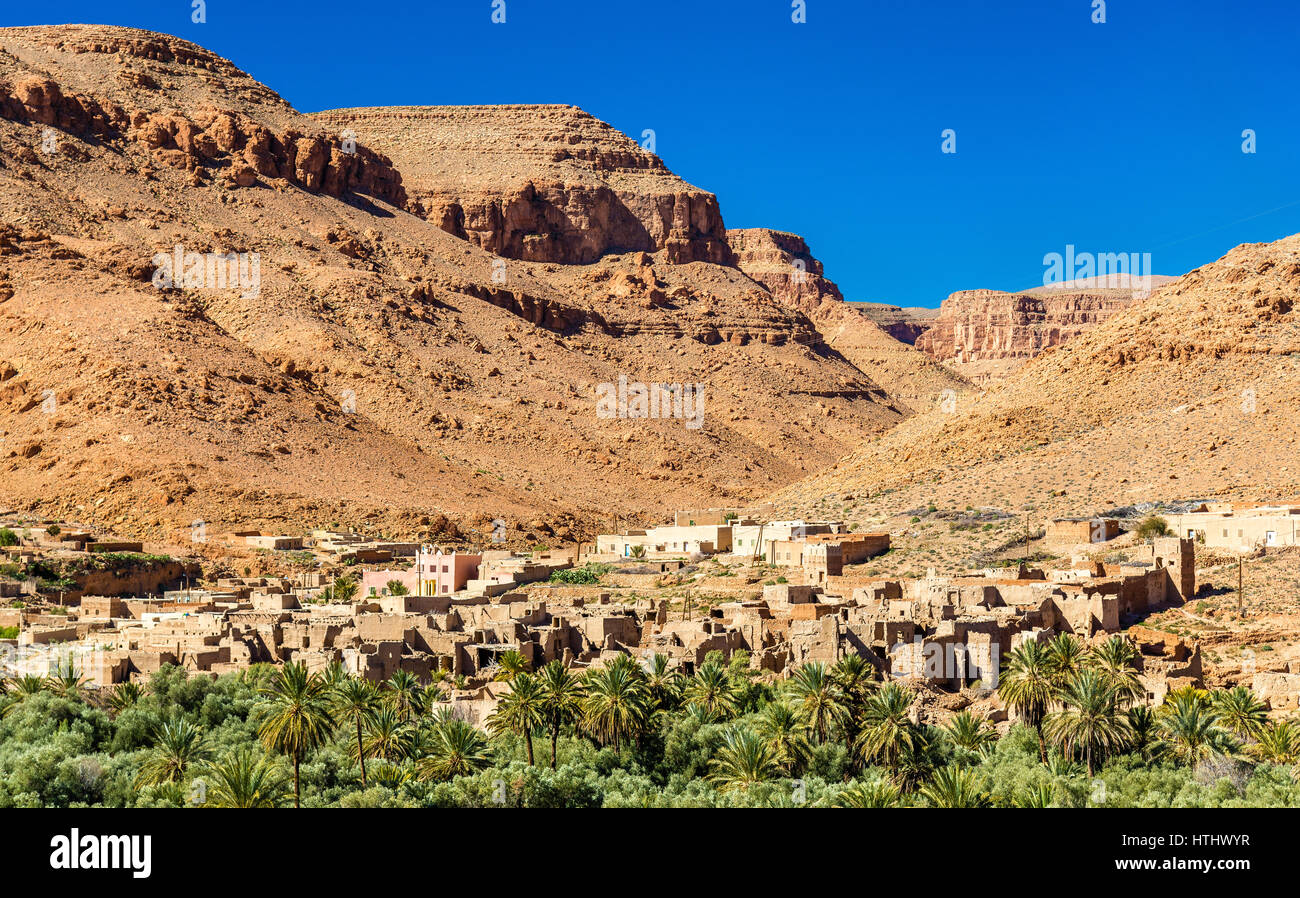 A village with traditional kasbah houses in Ziz Valley - Morocco Stock ...
