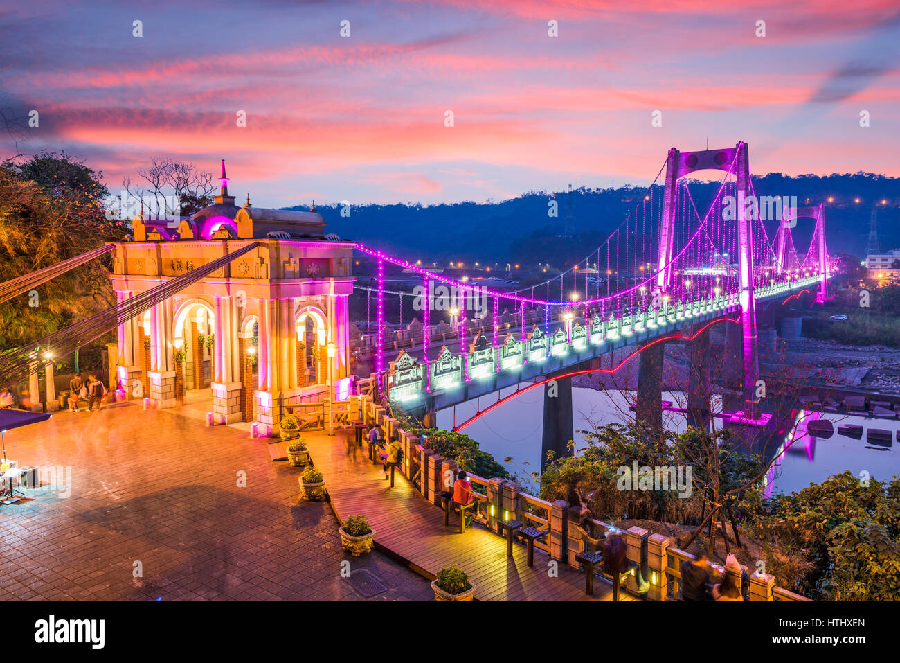 Daxi Bridge in Daxi, Taoyuan, Taiwan. (Text reads: "Daxi Bridge Stock ...