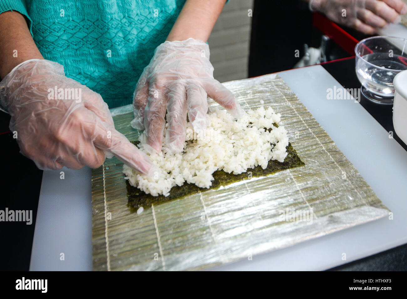 the process of making sushi rolls California Stock Photo - Alamy
