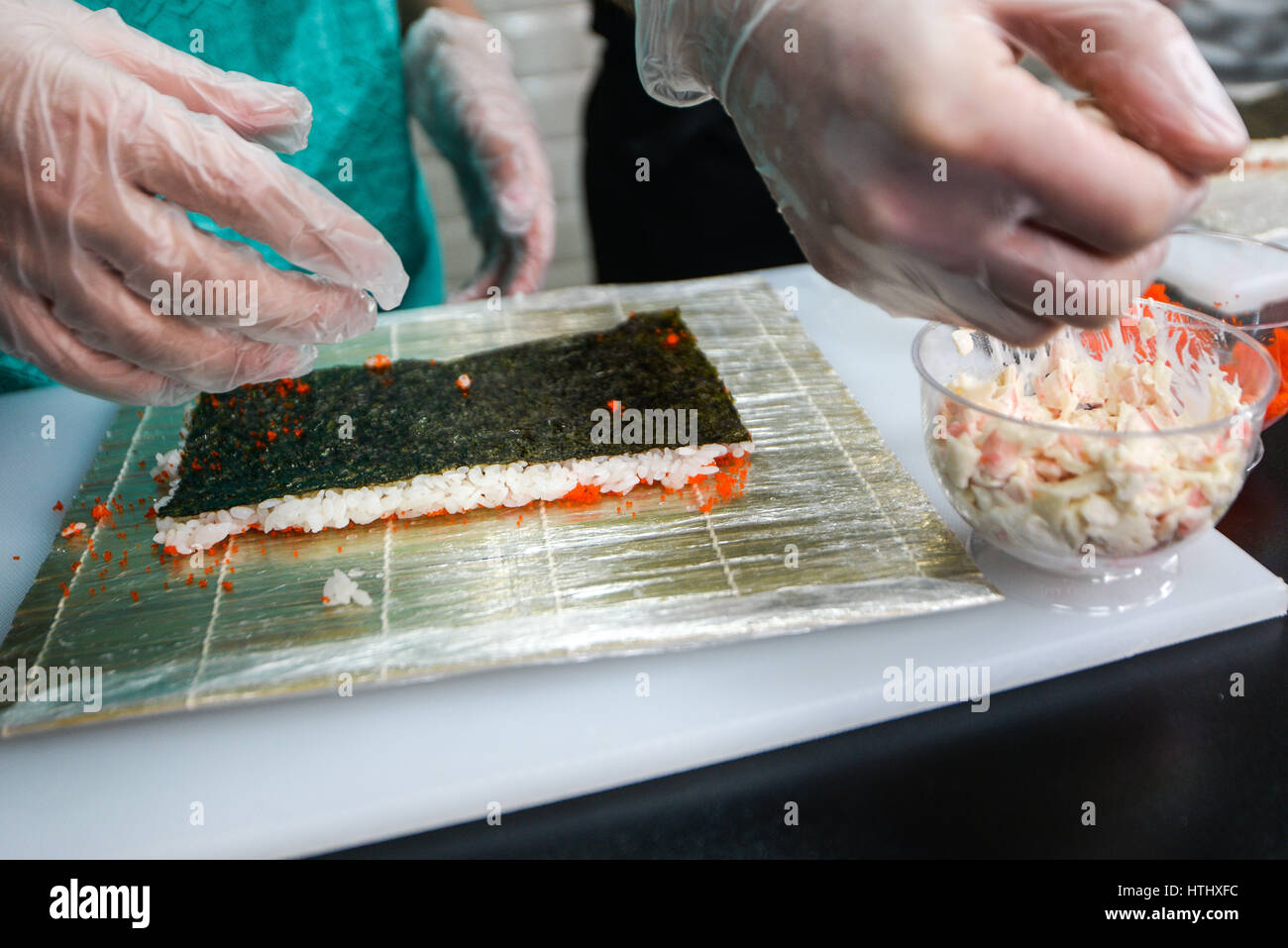 the process of making sushi rolls California Stock Photo - Alamy