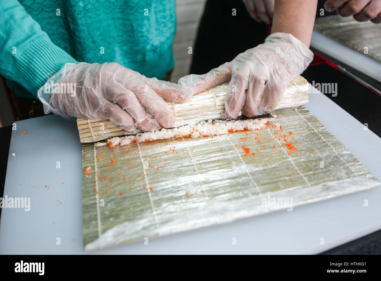 the process of making sushi rolls California Stock Photo - Alamy