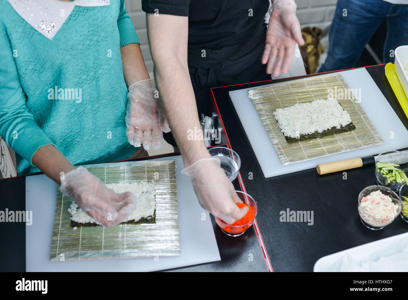 the process of making sushi rolls California Stock Photo - Alamy