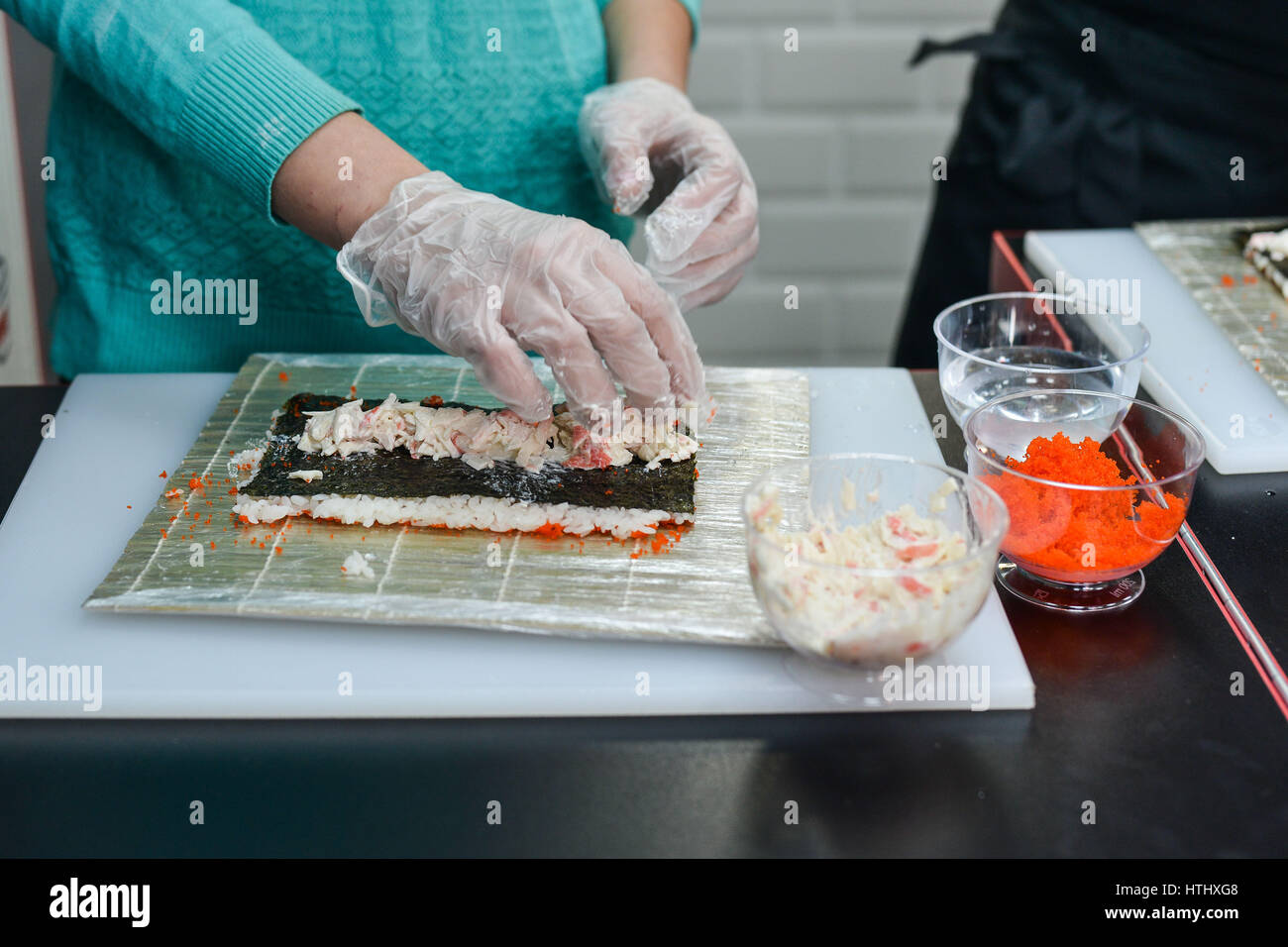 the process of making sushi rolls California Stock Photo - Alamy