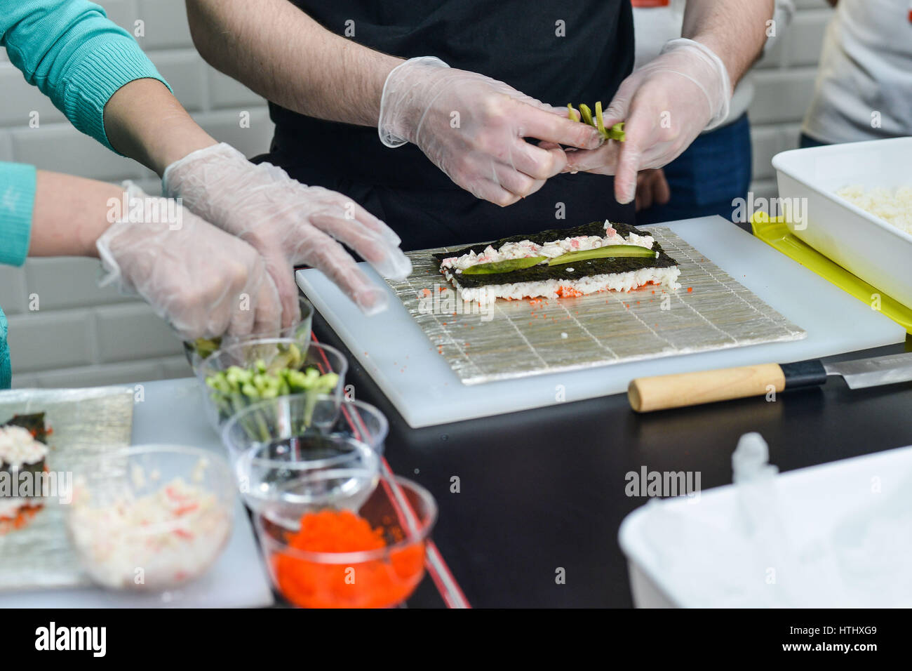 the process of making sushi rolls California Stock Photo - Alamy