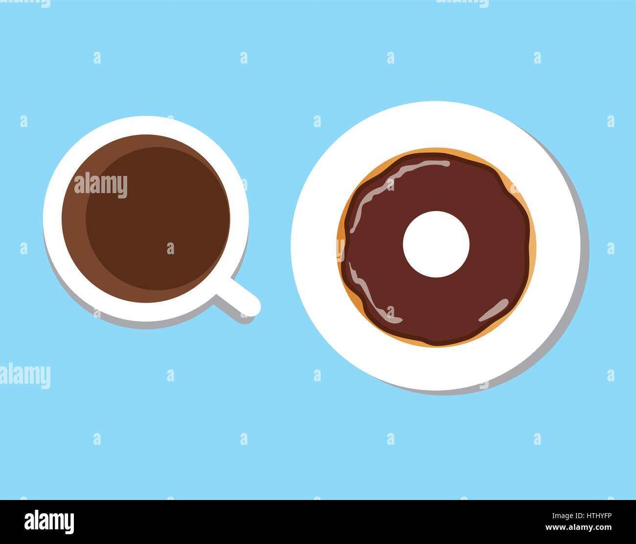 vector illustration of coffee cup with donut, coffee break, breakfast ...