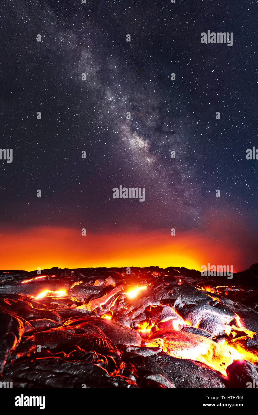 Volcano Lava Vertical Milkyway, Hawaii Stock Photo - Alamy