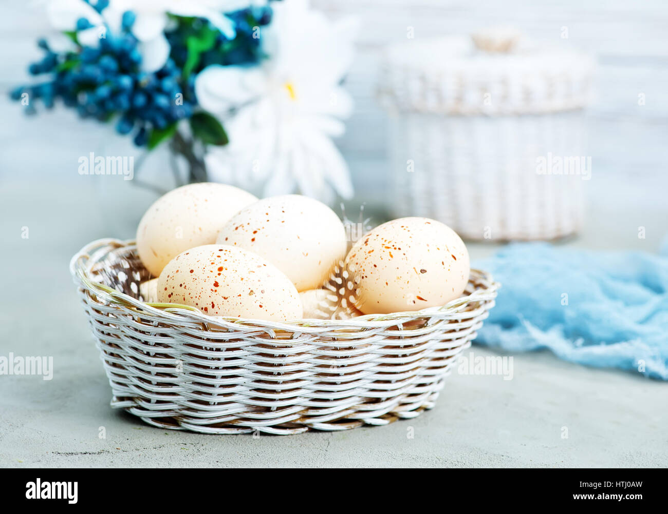 easter eggs on a tabble, easter background Stock Photo - Alamy