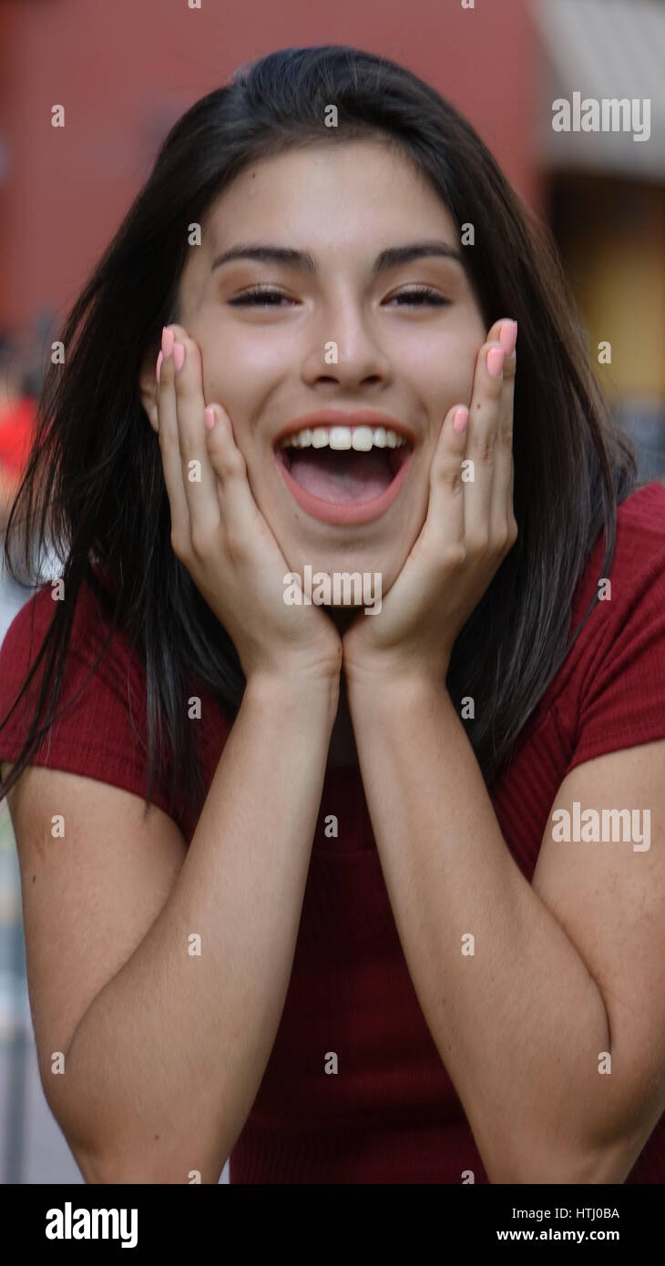 Happy Excited Teen Girl Stock Photo - Alamy