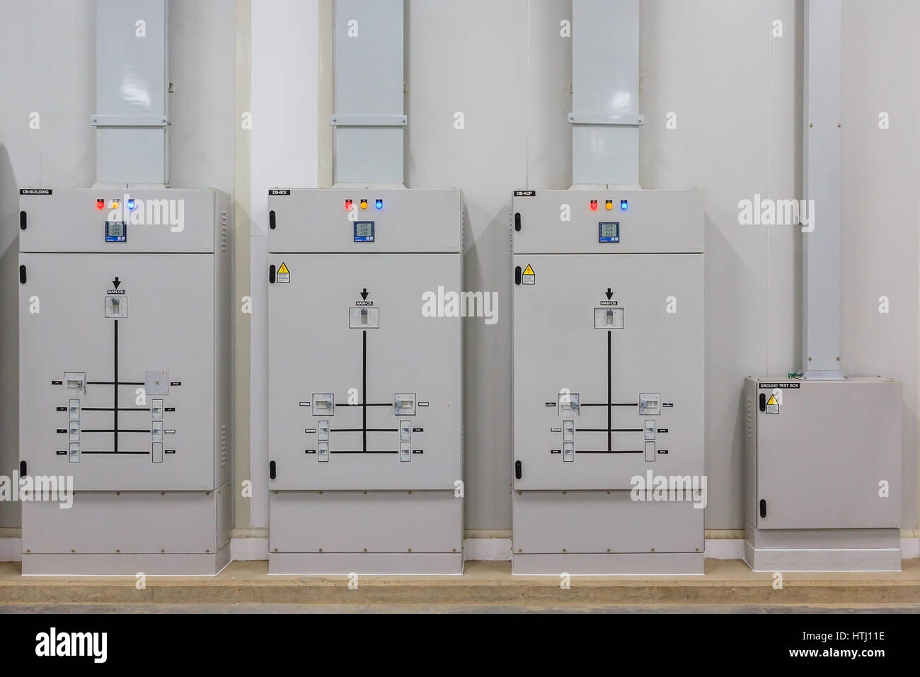Electric control cabinet substation in a new factory plant Stock Photo ...