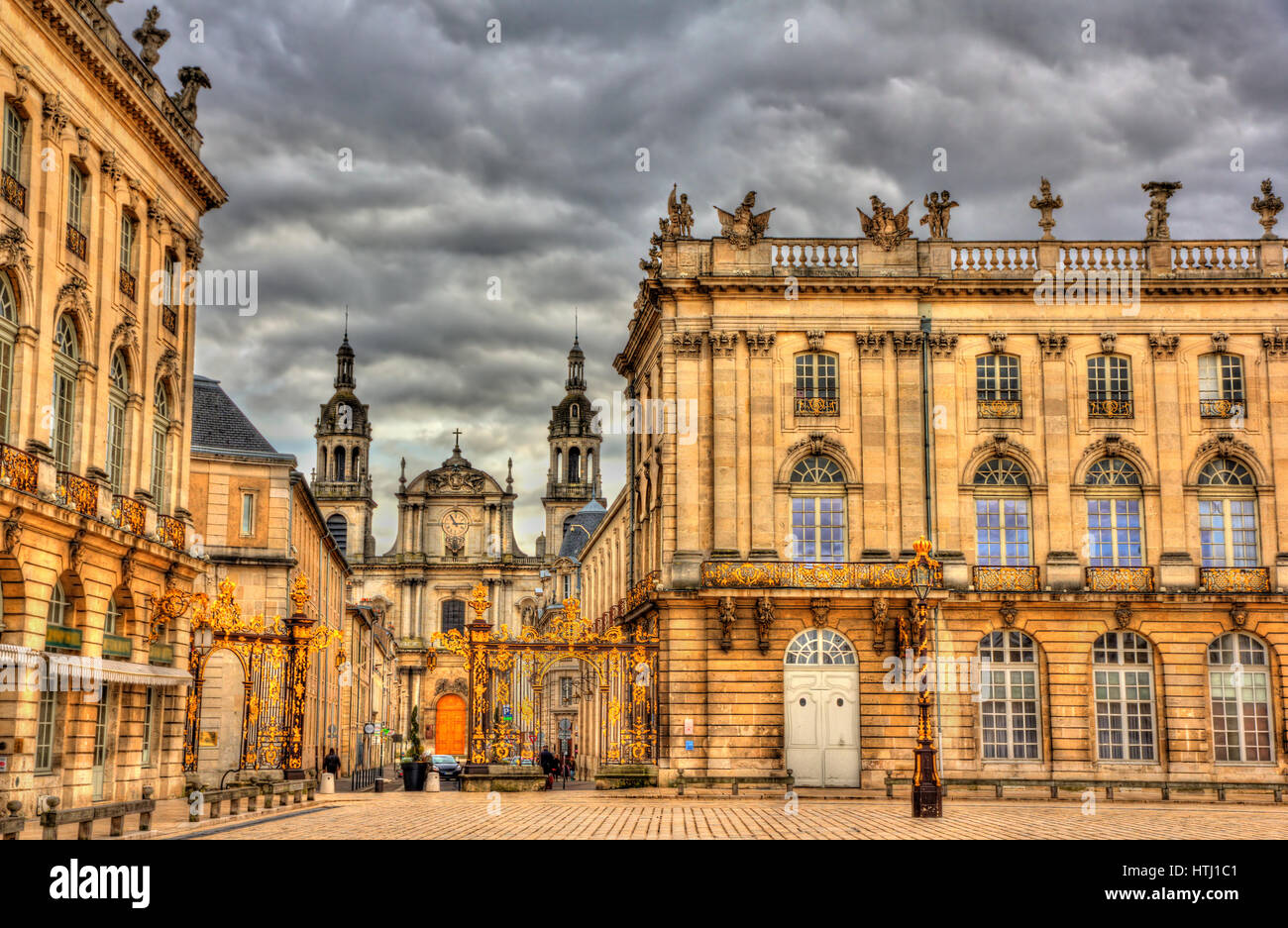 View of Nancy Cathedral from the Place Stanislas - Lorraine, France ...