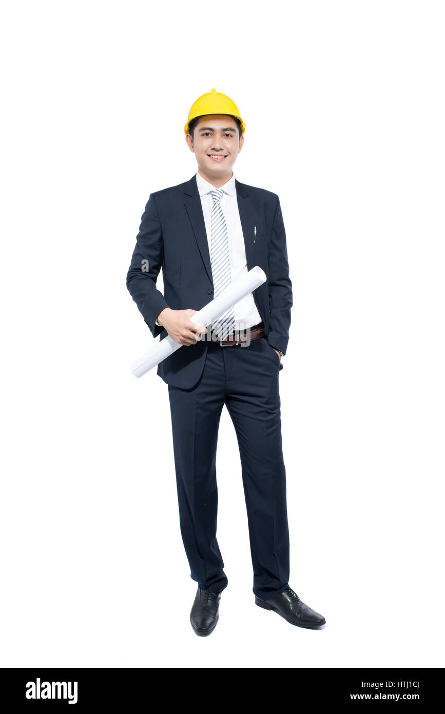 Young architect man with planes on white Stock Photo - Alamy