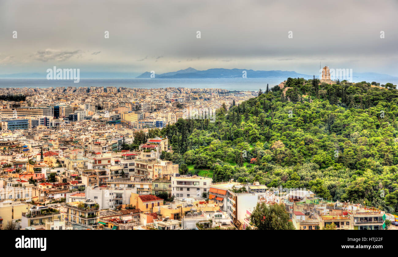View of Philopappos Monument on Mouseion Hill in Athens, Greece Stock ...