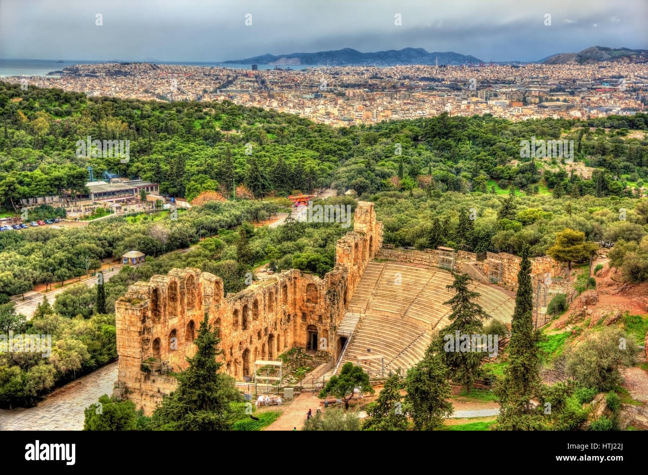 Odeon of Herodes Atticus, an ancient theatre in Athens, Greece Stock ...