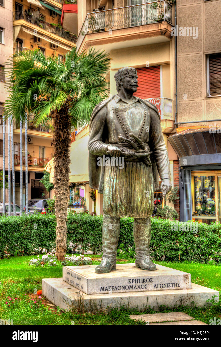 Statue of Cretan Macedonian-Fighter in Thessaloniki - Greece Stock ...