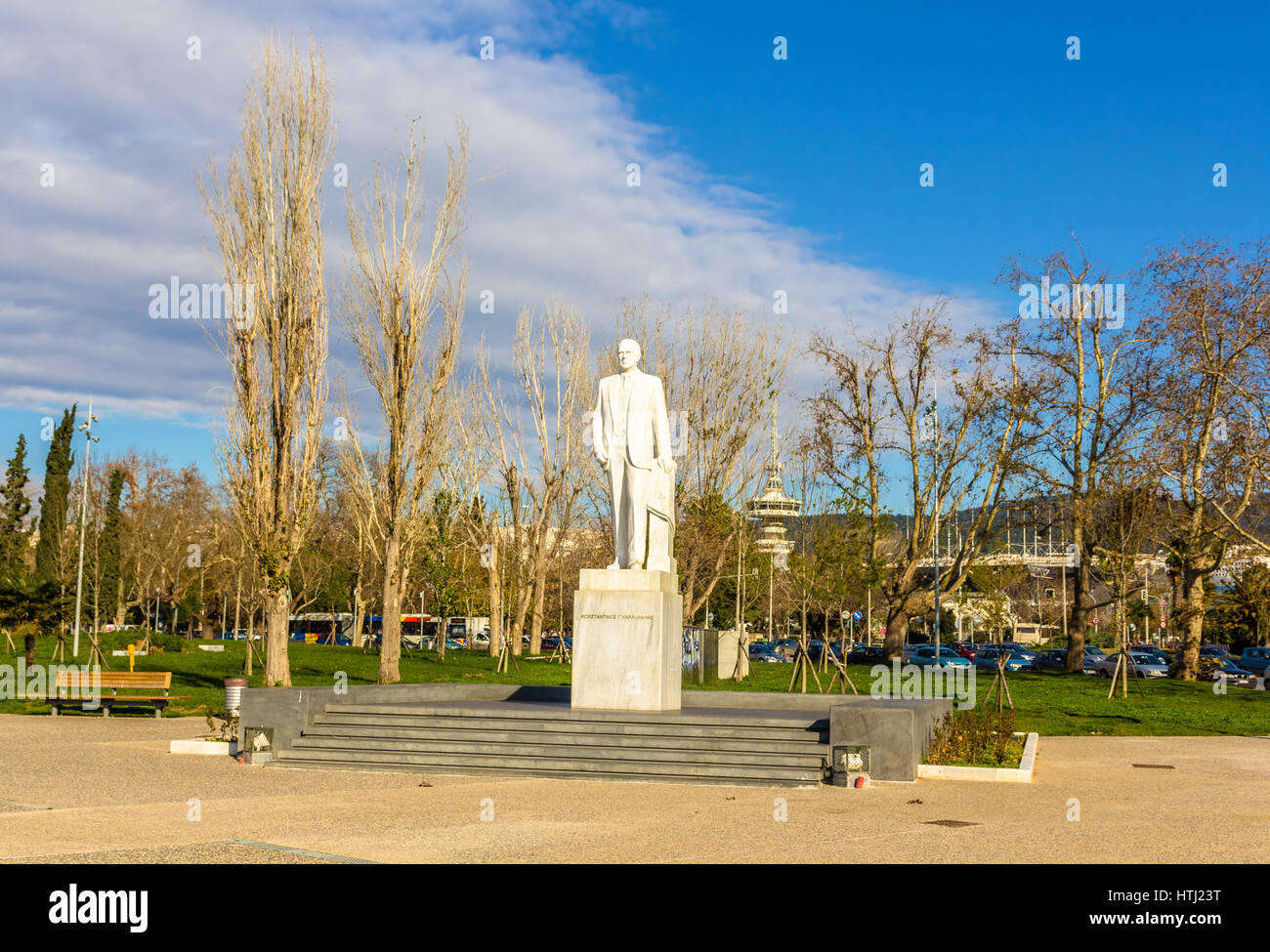 Statue of Konstantinos Karamanlis in Thessaloniki, Greece Stock Photo ...