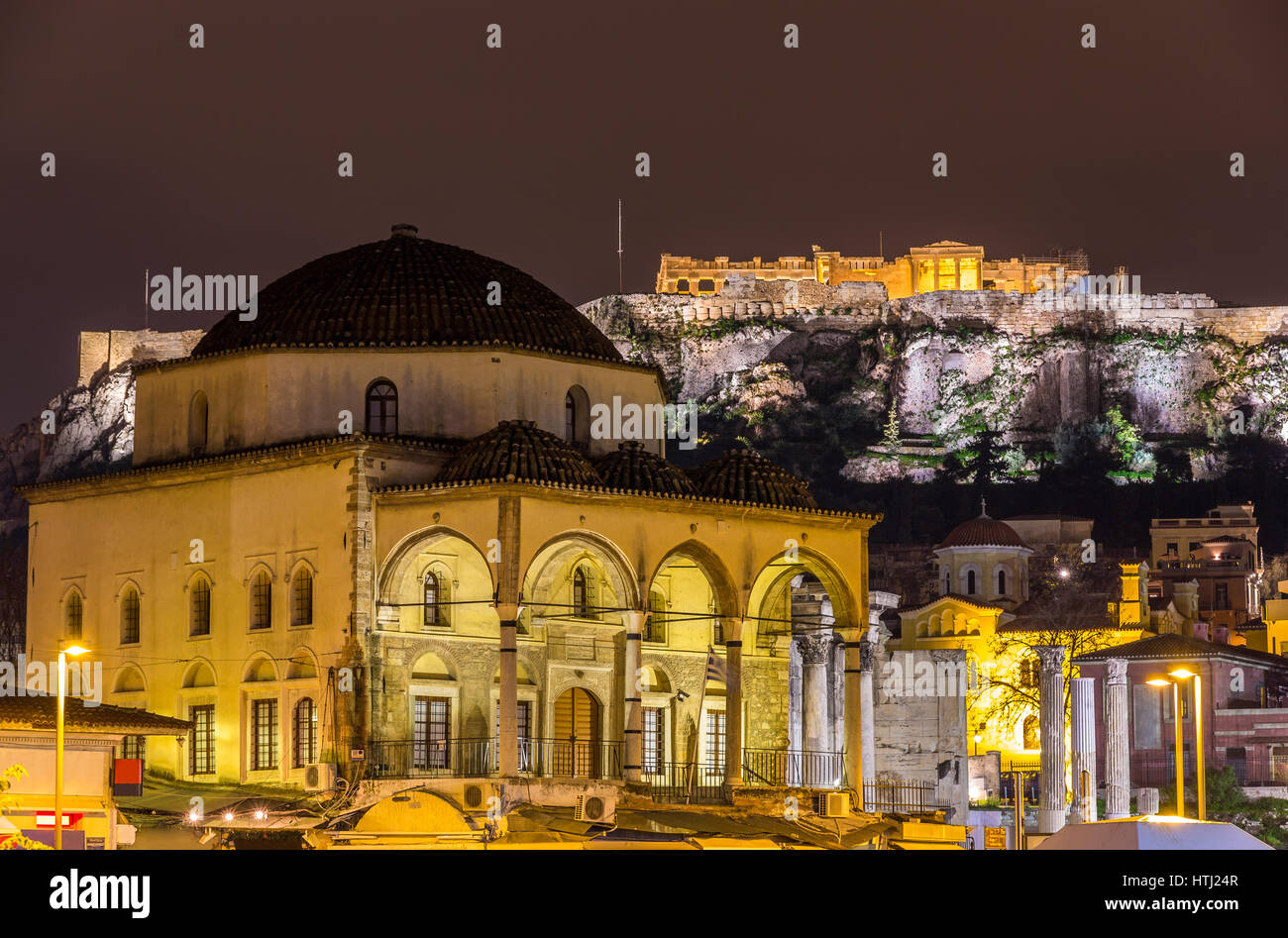Tzistarakis Mosque and Acropolis of Athens - Greece Stock Photo - Alamy